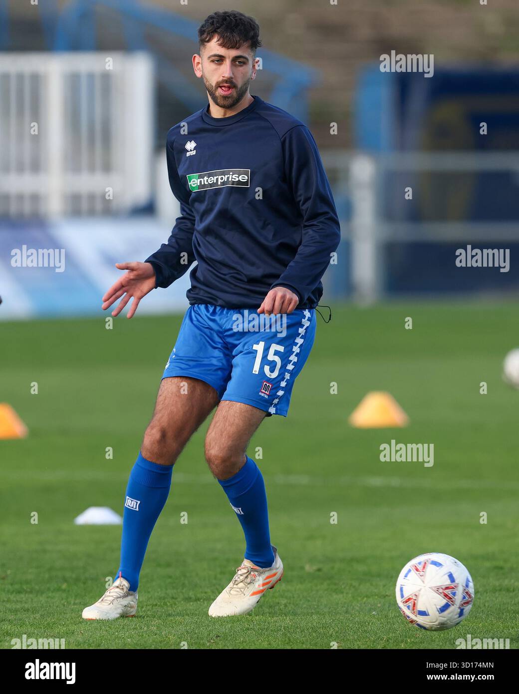 Jack Hunter of Hartlepool United warms up during the The Enterprise ...