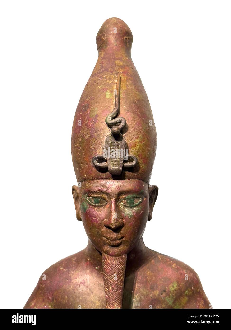 Ancient Egyptian bronze statue depicting a pharaoh wearing the tall ...