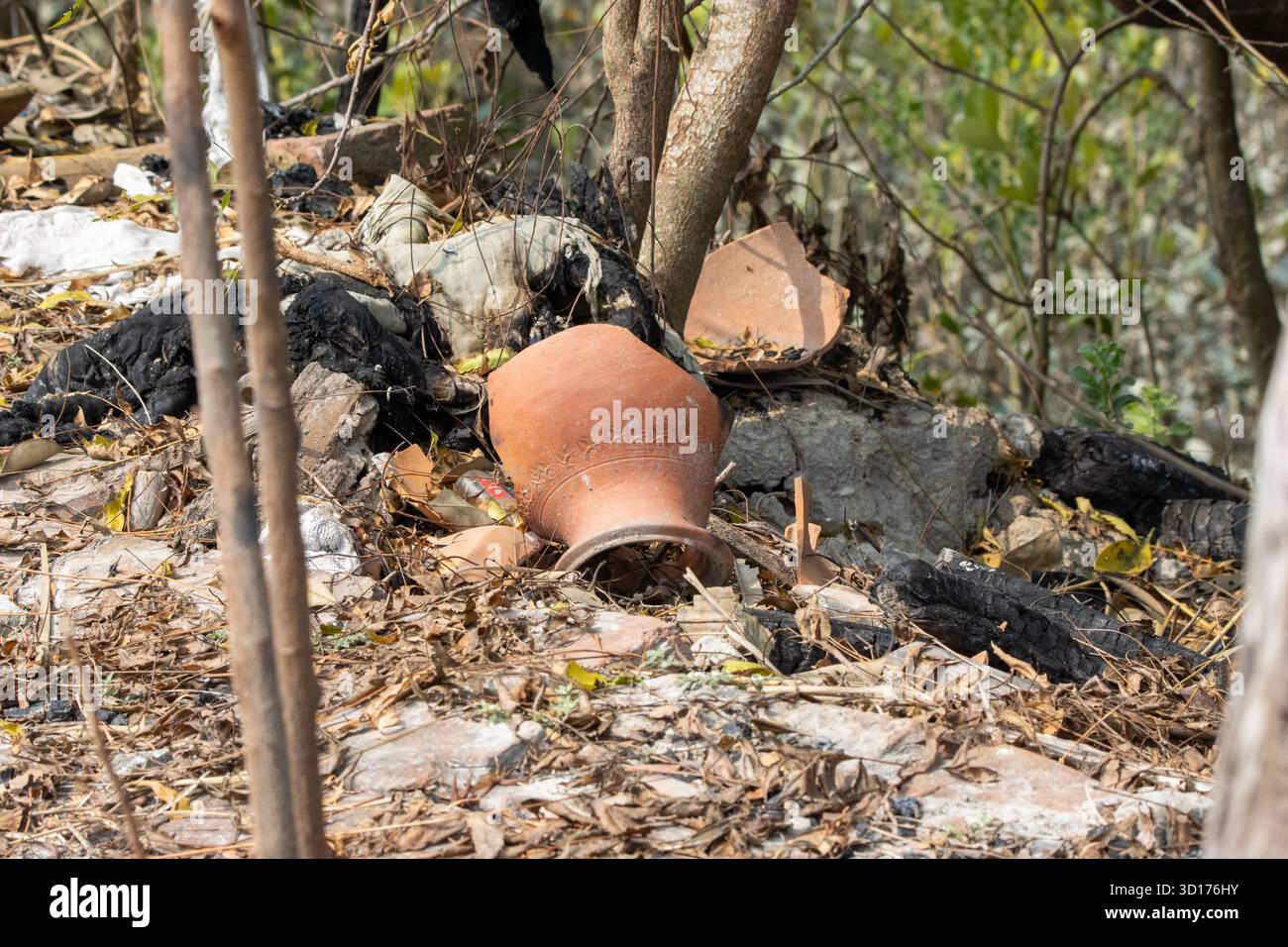 discarded broken earthenware clay pots in the Sundarbans near Kolkata ...