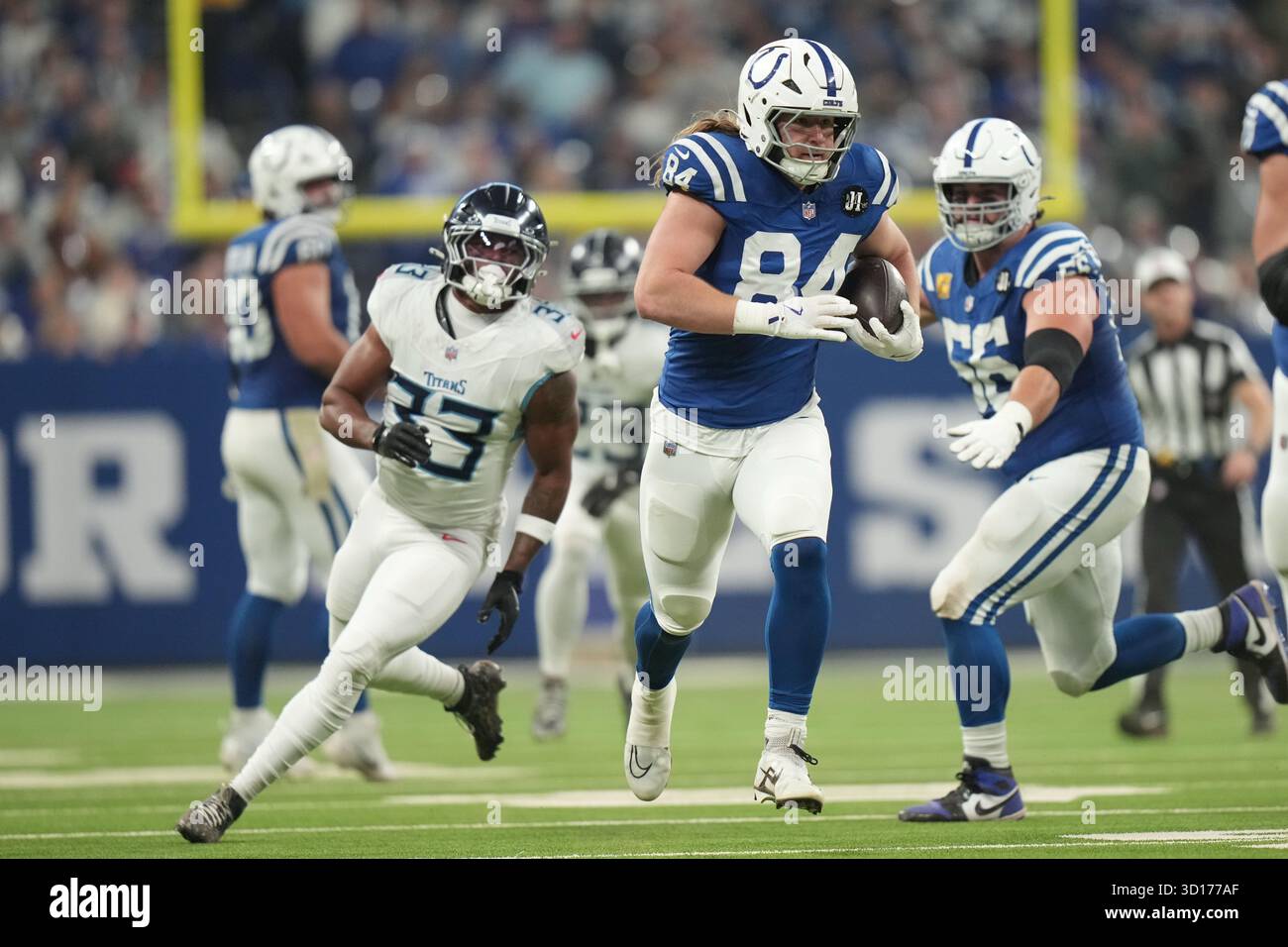 Indianapolis Colts tight end Tyler Warren (84) runs during the first ...