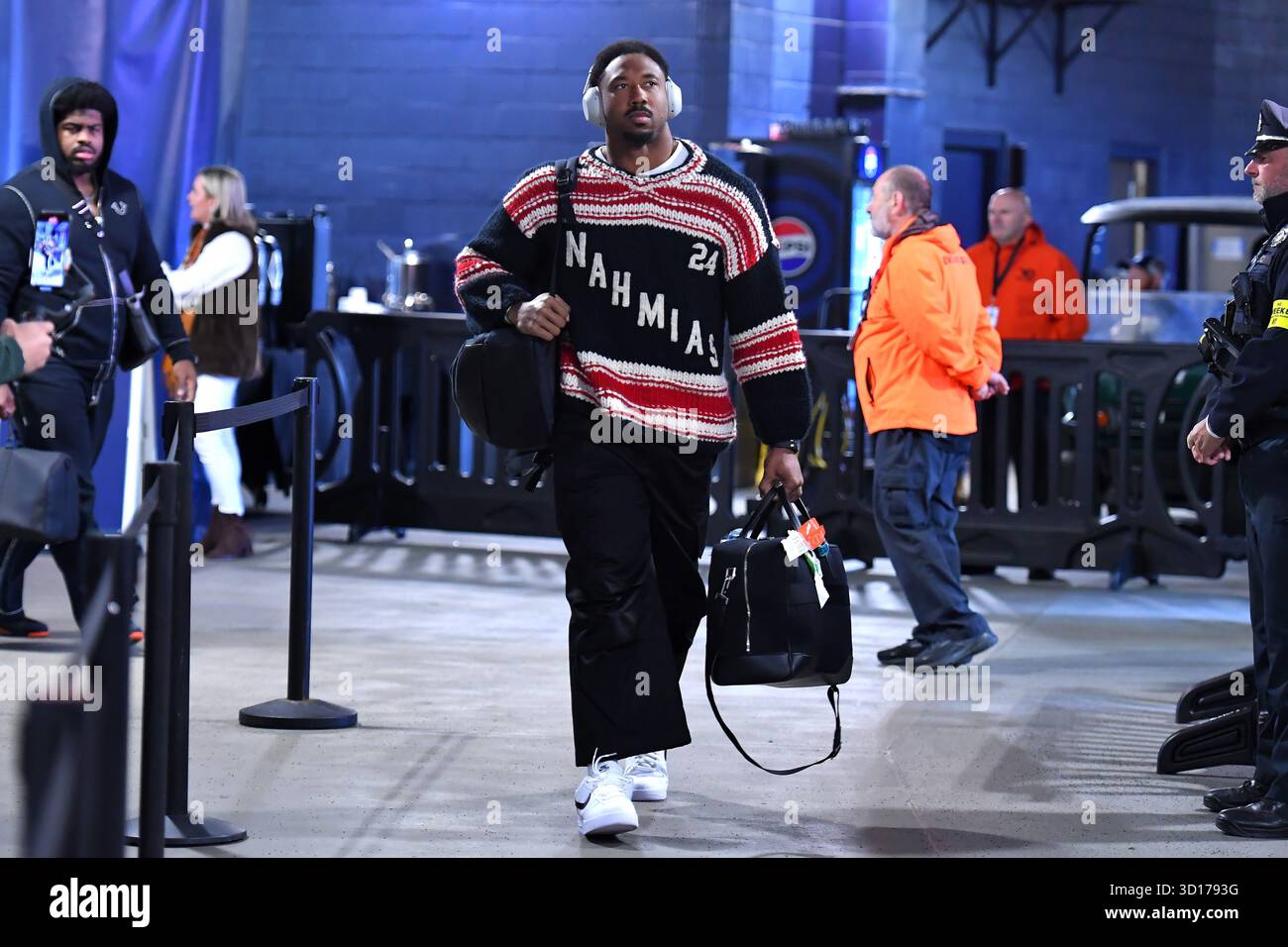 Cleveland Browns defensive end Myles Garrett arrives at Gillette ...