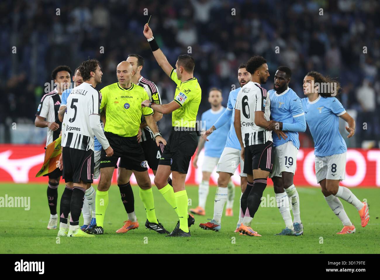Rome, Italy October 26, 2025: referee Andrea Colombo show yellow card ...
