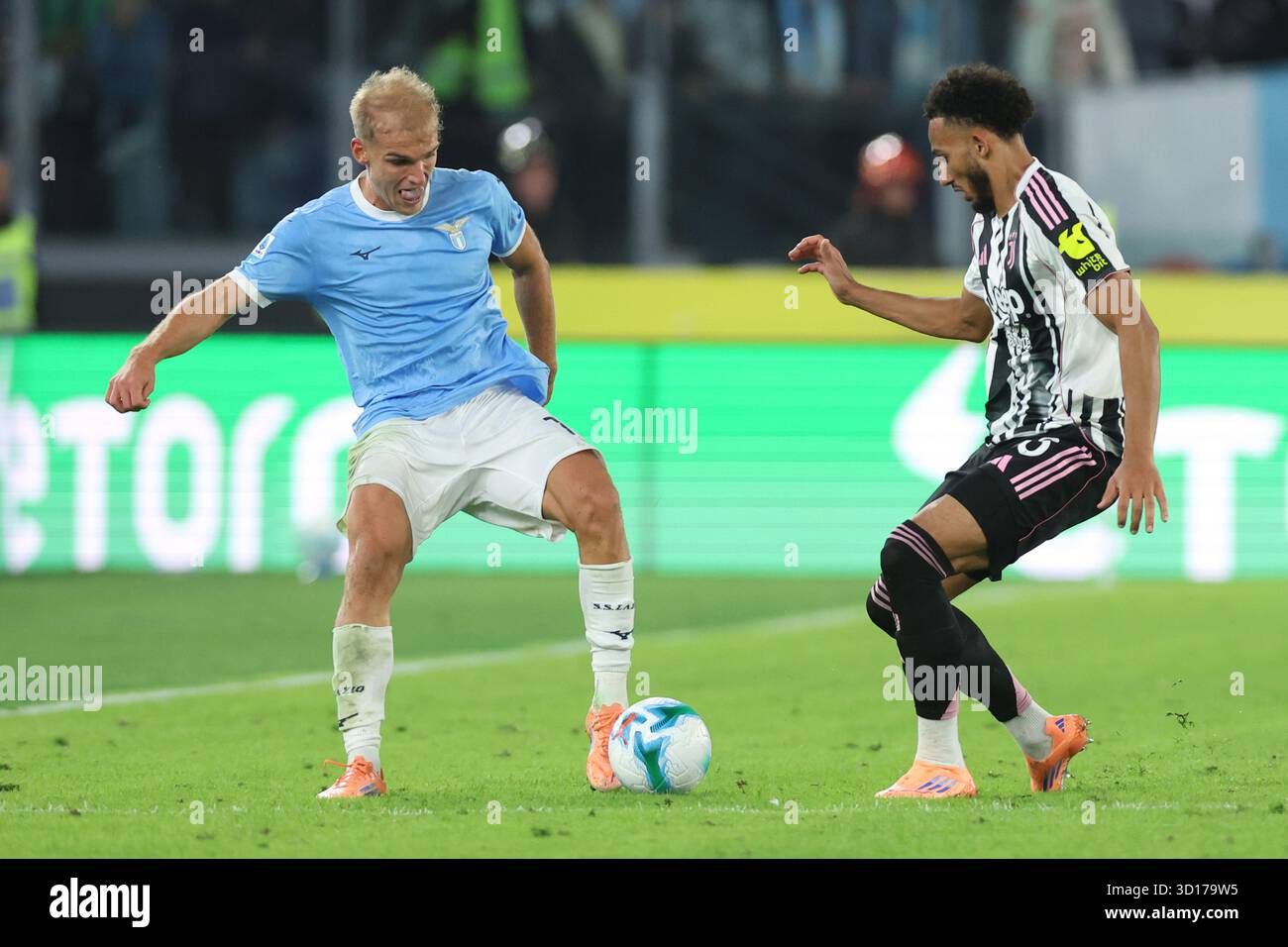 Rome, Italy October 26, 2025: Gustav Tang Isaksen of Lazio, Lloyd Kelly ...