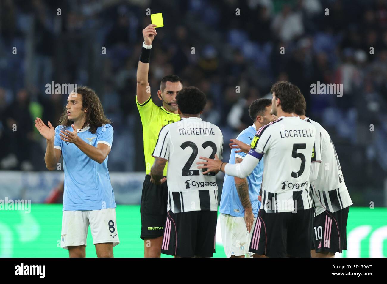 Rome, Italy October 26, 2025: referee Andrea Colombo show yellow card ...