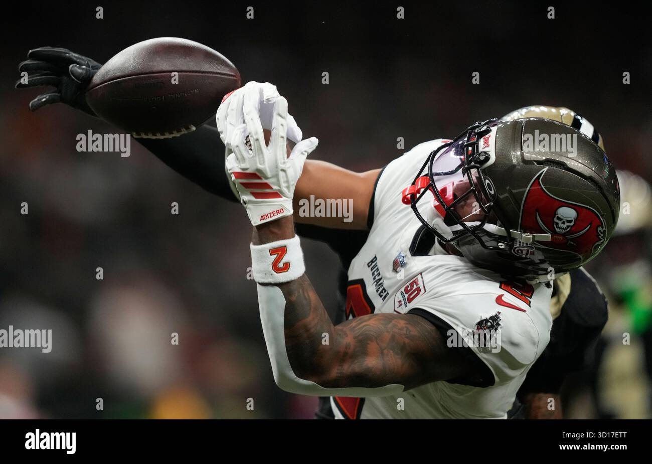 Tampa Bay Buccaneers wide receiver Emeka Egbuka (2) has his reception ...