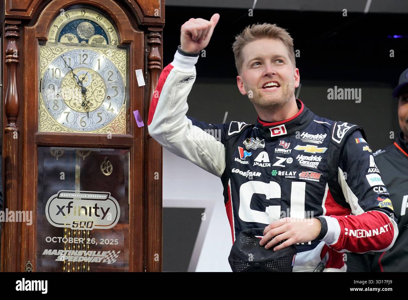 William Byron celebrates in Victory Lane after winning a NASCAR Cup ...