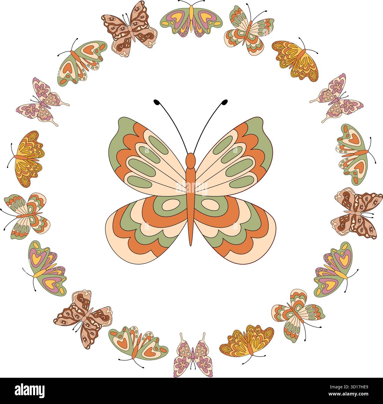 Groovy Y2K Butterfly Border Frame Pattern Stock Vector Image & Art - Alamy
