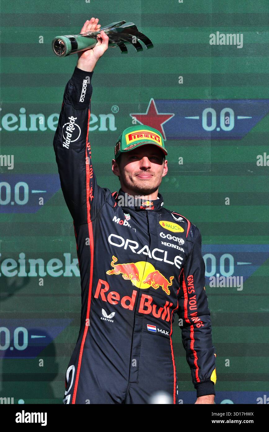 Max Verstappen (NLD) Red Bull Racing celebrates his third position on ...