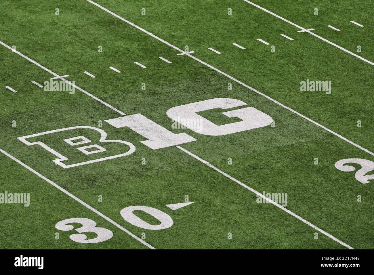 The Big Ten logo is seen on the field at Husky Stadium during an NCAA ...
