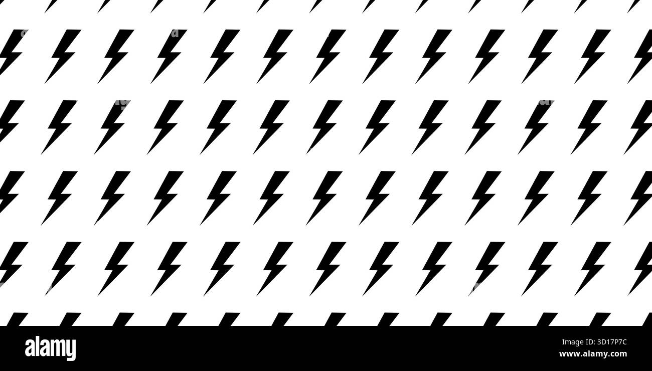 Bolts pattern. Repeated black lightning signs isolated on white ...