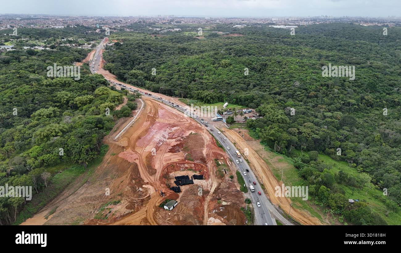 salvador, bahia, brazil - july 8, 2025: Aerial view of highway BA 528 ...