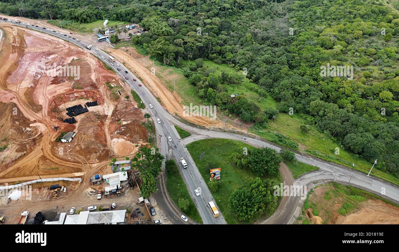 salvador, bahia, brazil - july 8, 2025: Aerial view of highway BA 528 ...