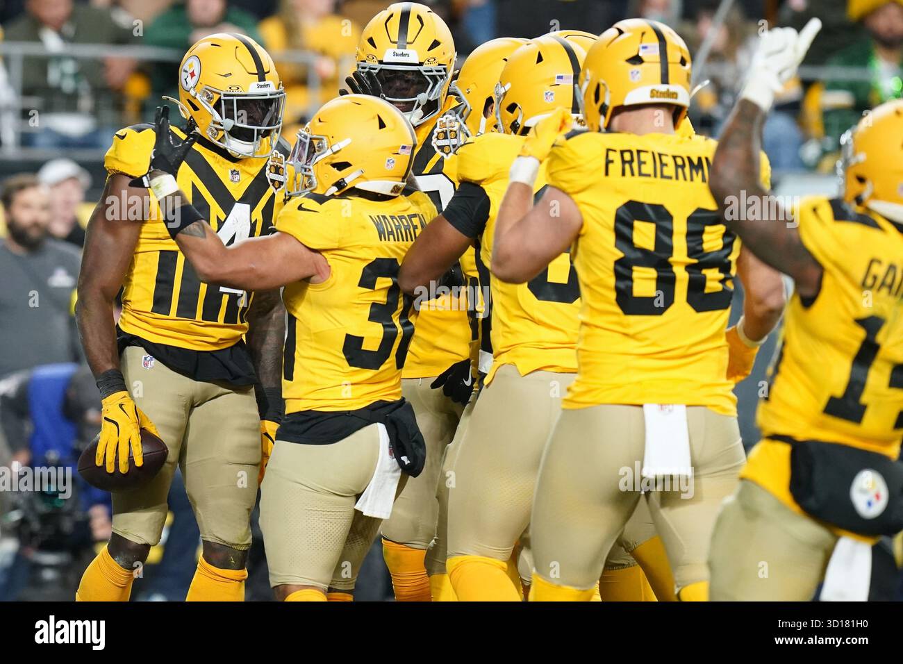 Pittsburgh Steelers' DK Metcalf is congratulated by teamates after ...