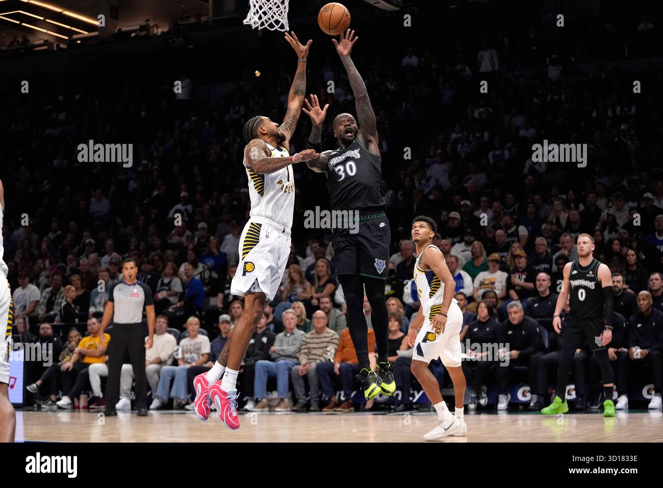 Minnesota Timberwolves forward Julius Randle (30) shoots over Indiana ...