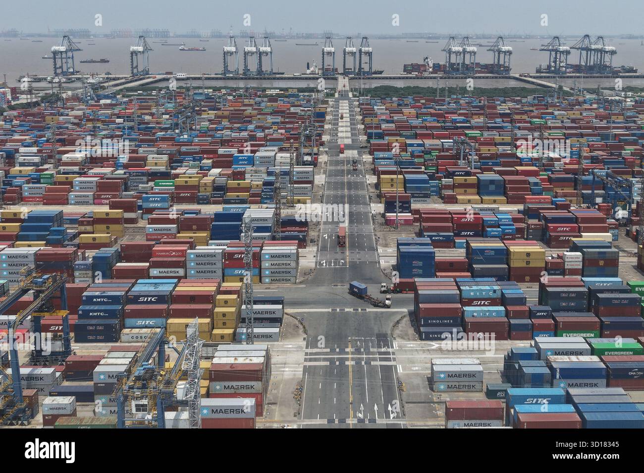 SHANGHAI, CHINA - OCTOBER 27, 2025 - Containers parked at Shanghai Port ...
