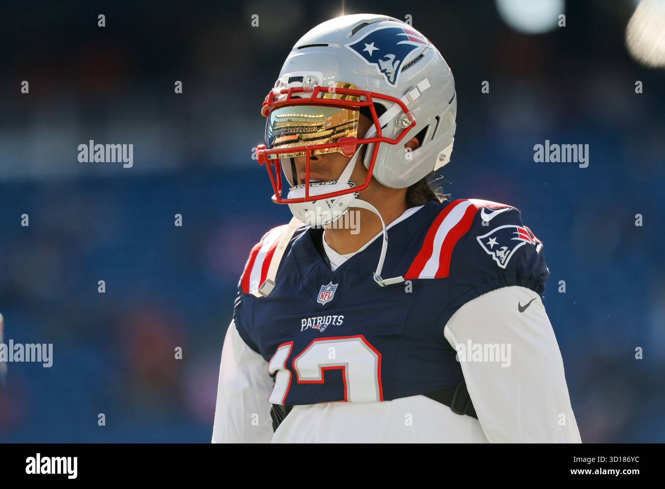 New England Patriots wide receiver Mack Hollins (13) warms up prior to ...
