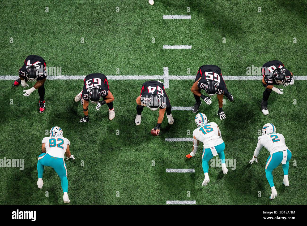 The Atlanta Falcons line up against the Miami Dolphins during the first ...
