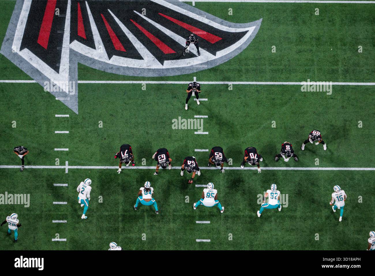 The Atlanta Falcons line up against the Miami Dolphins during the first ...
