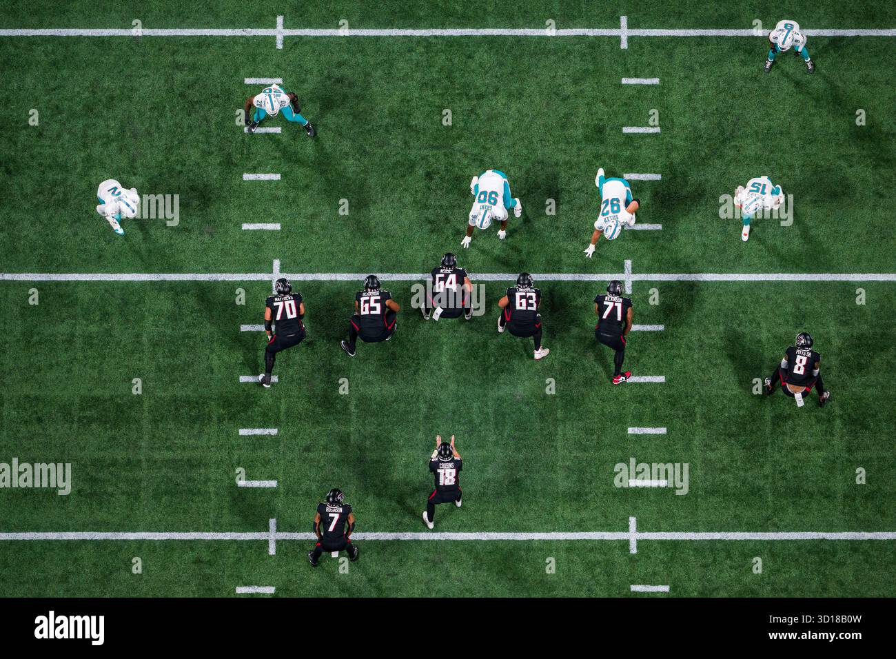 The Atlanta Falcons line up against the Miami Dolphins during the first ...