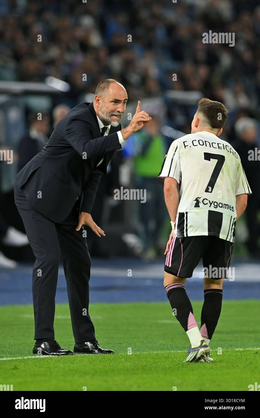Juventus trainer Igor Tudor (L) and Francisco Conceicao of Juventus (R ...
