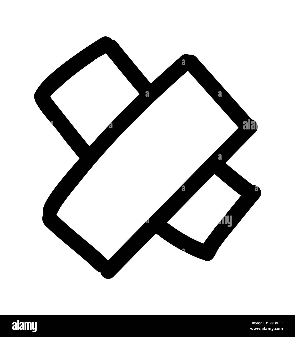 Hand-drawn doodle crossed bandage icon simple cute sketch symbol of ...