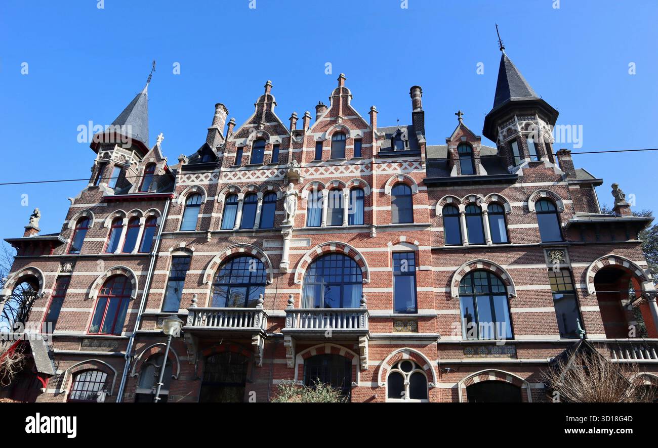 Grand Flemish Neo-Renaissance or Eclectic mansion with red brick facade ...