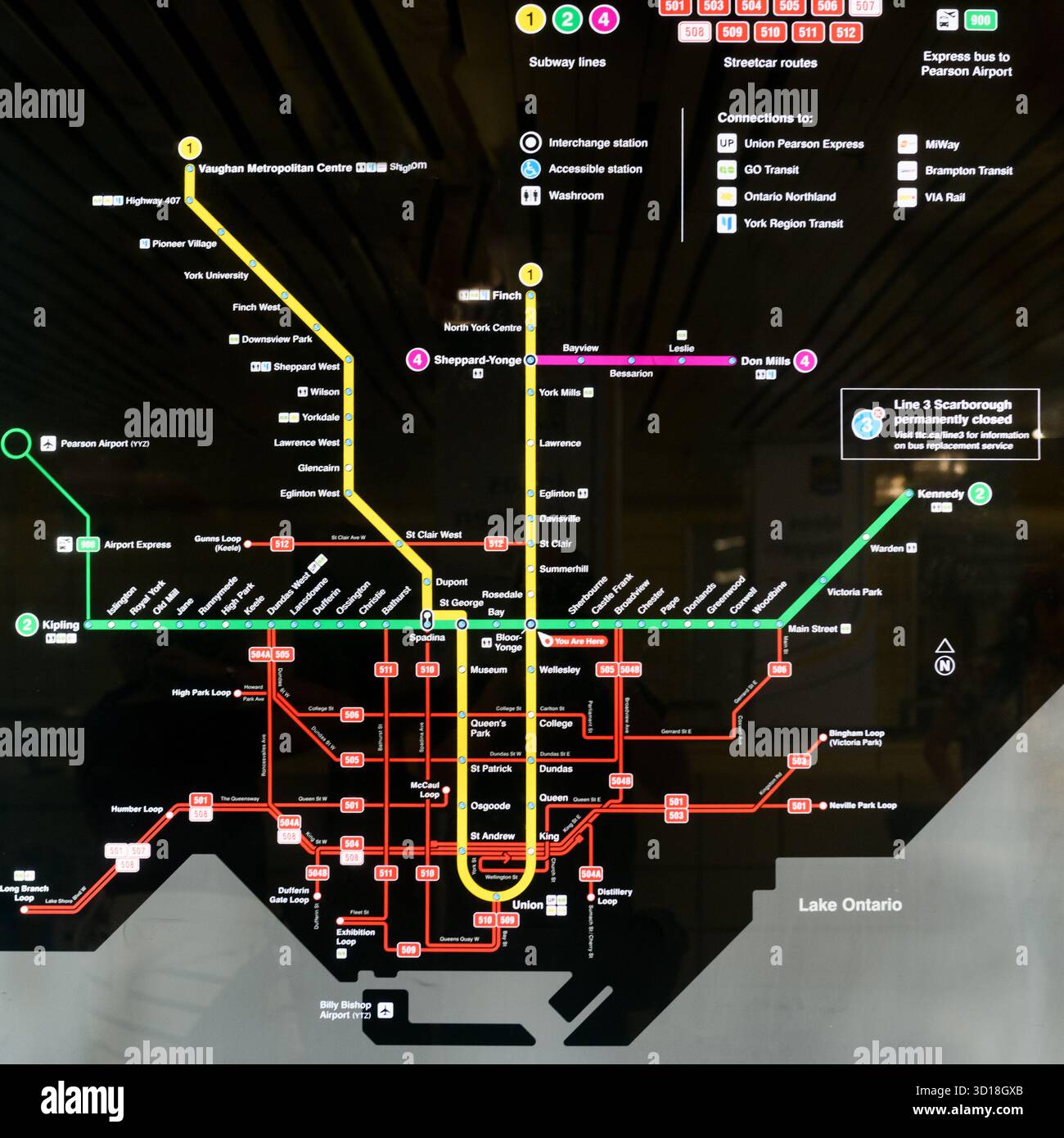 Color coded map of the multi-line, Toronto, Ontario public ...