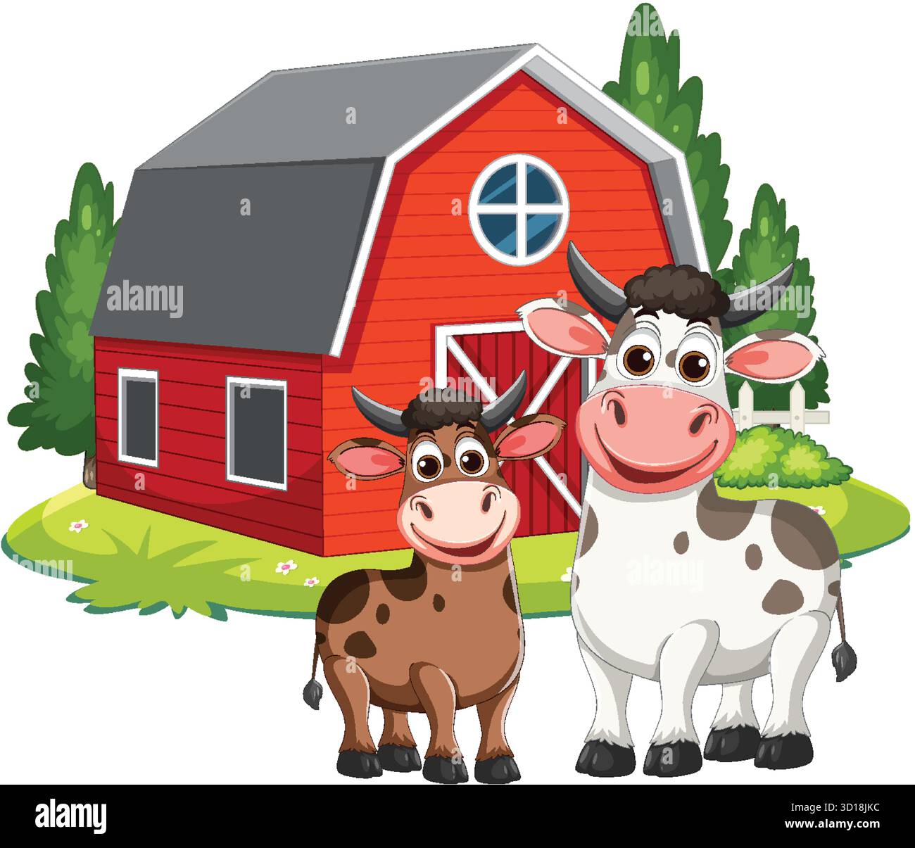 Two cows in barn Stock Vector Images - Alamy