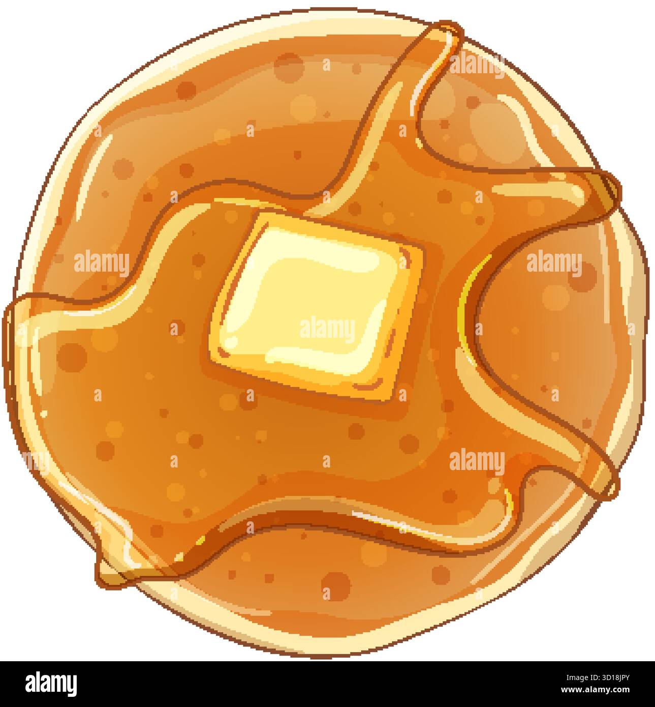 Vector illustration of pancake topped with melting butter and syrup ...