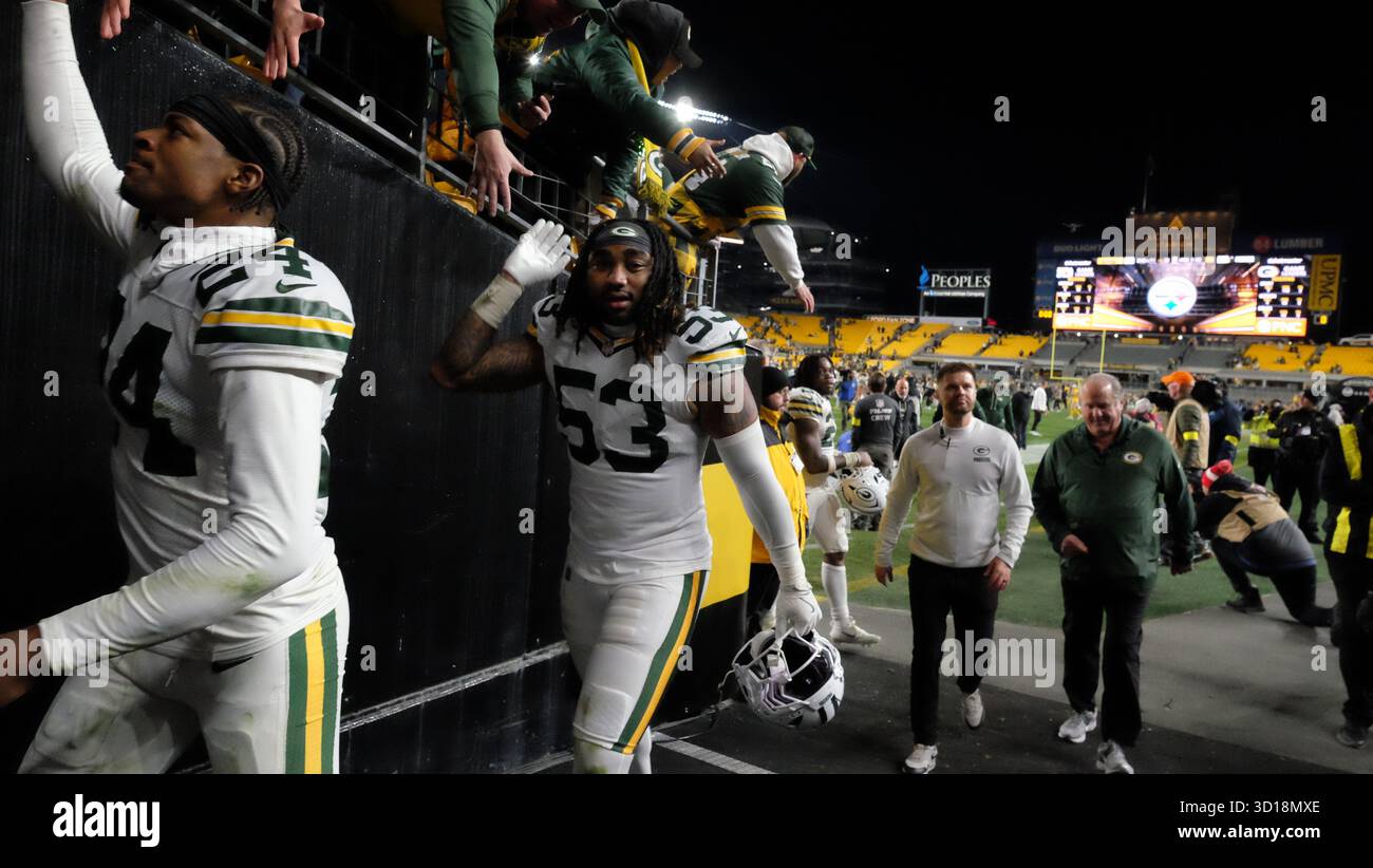 Oct 26, 2025: Arron Mosby #53 during the 2025 Steelers vs Packers game ...