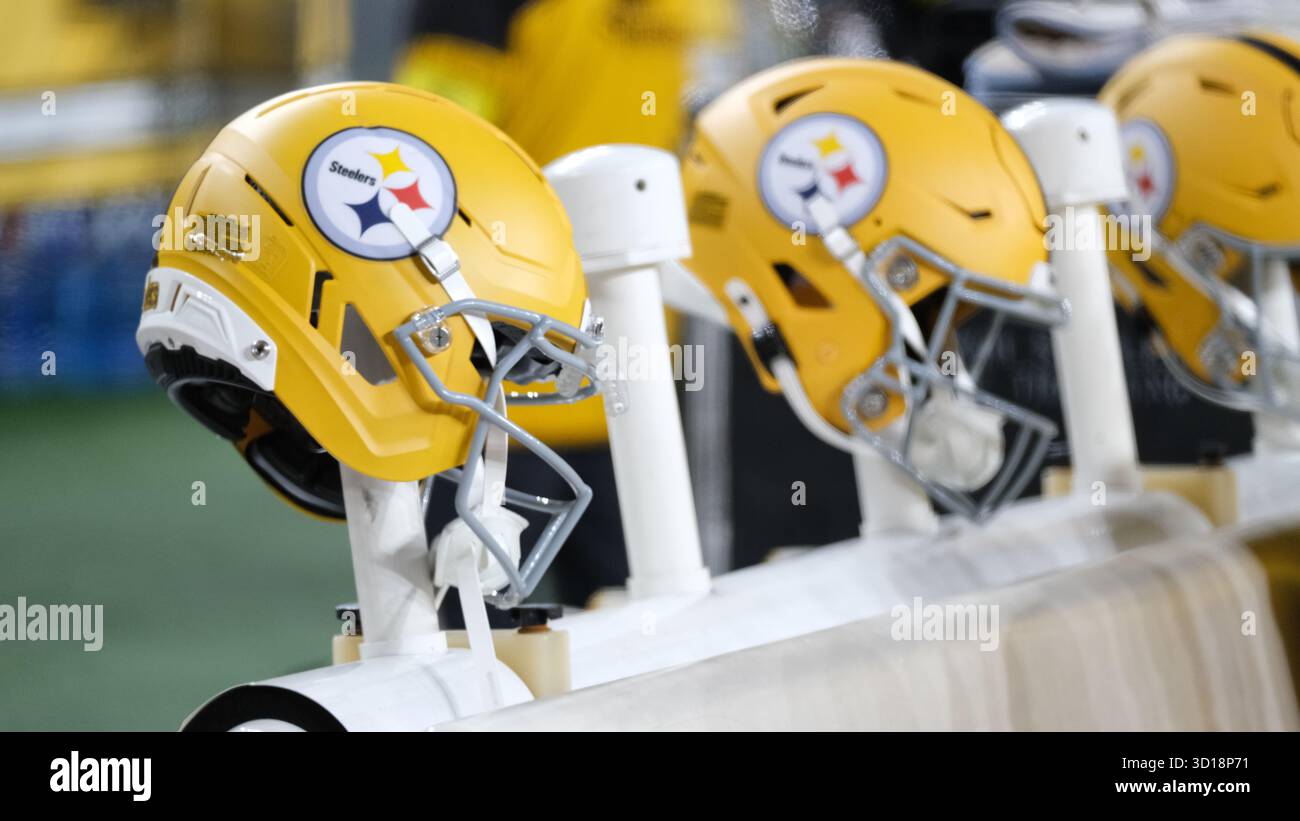 Oct 26, 2025: Steelers helmet during the 2025 Steelers vs Packers game ...