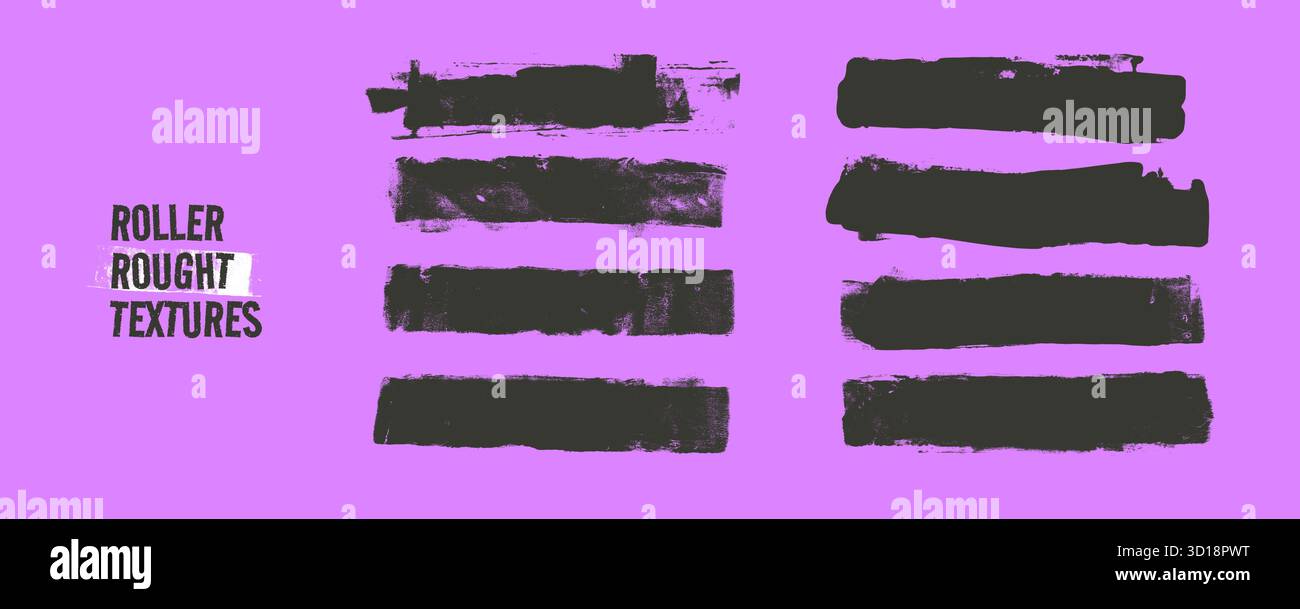 Ink roller rough linocut textures. Grunge text boxes elements. Wide ...