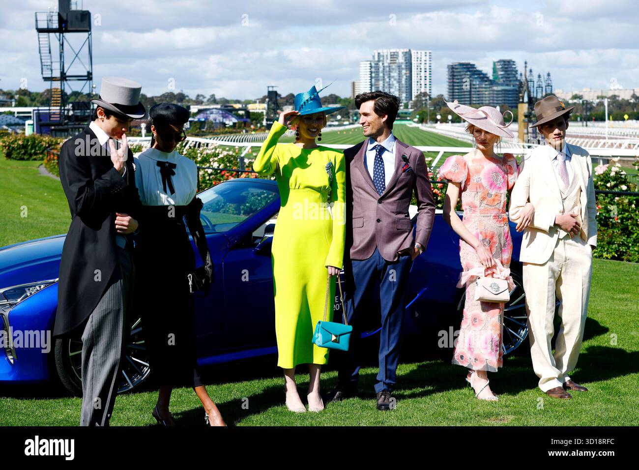 Models pose for a photo during the 2025 Melbourne Cup Carnival launch ...