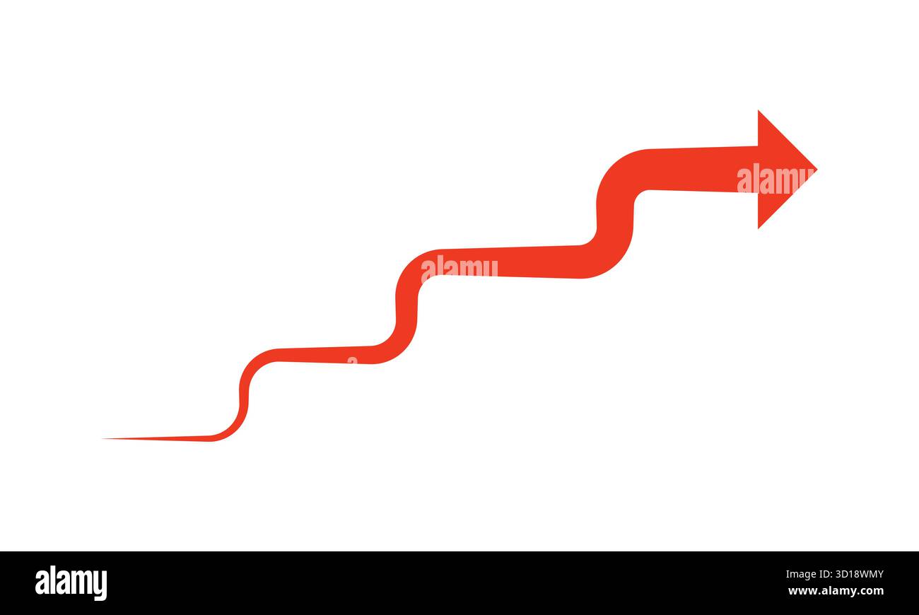 Wavy red arrow upward Cut Out Stock Images & Pictures - Alamy