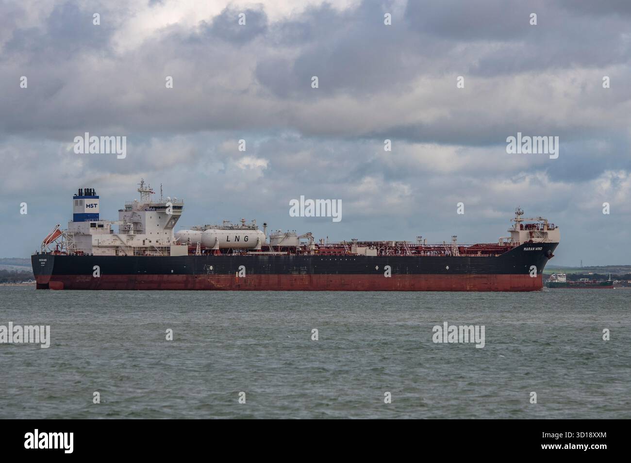 MV Maram wind shuttle tanker for crude oil underway in the Solent after ...