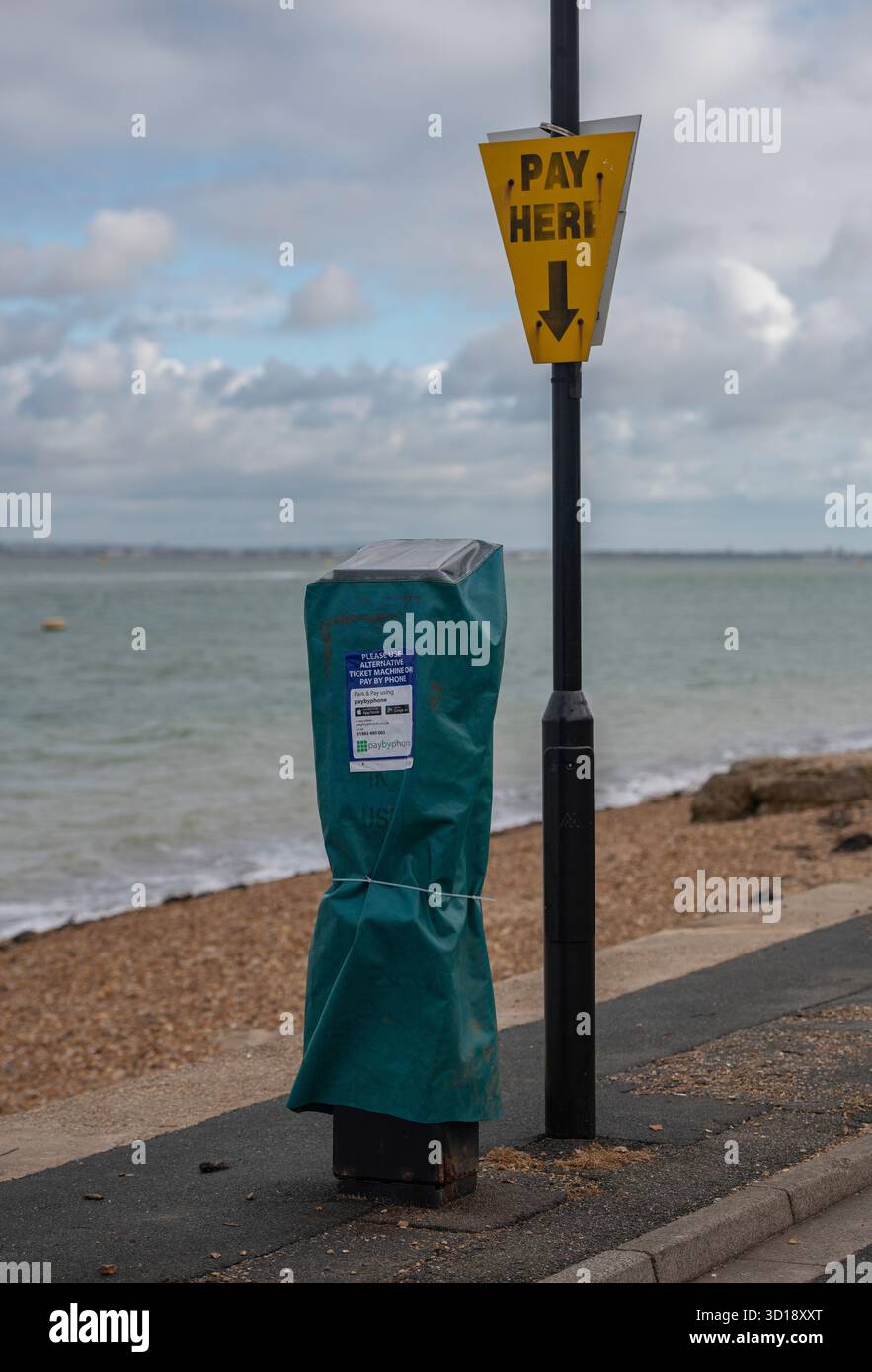 an out of use covered over parking meter on the seafront at Cowes on ...