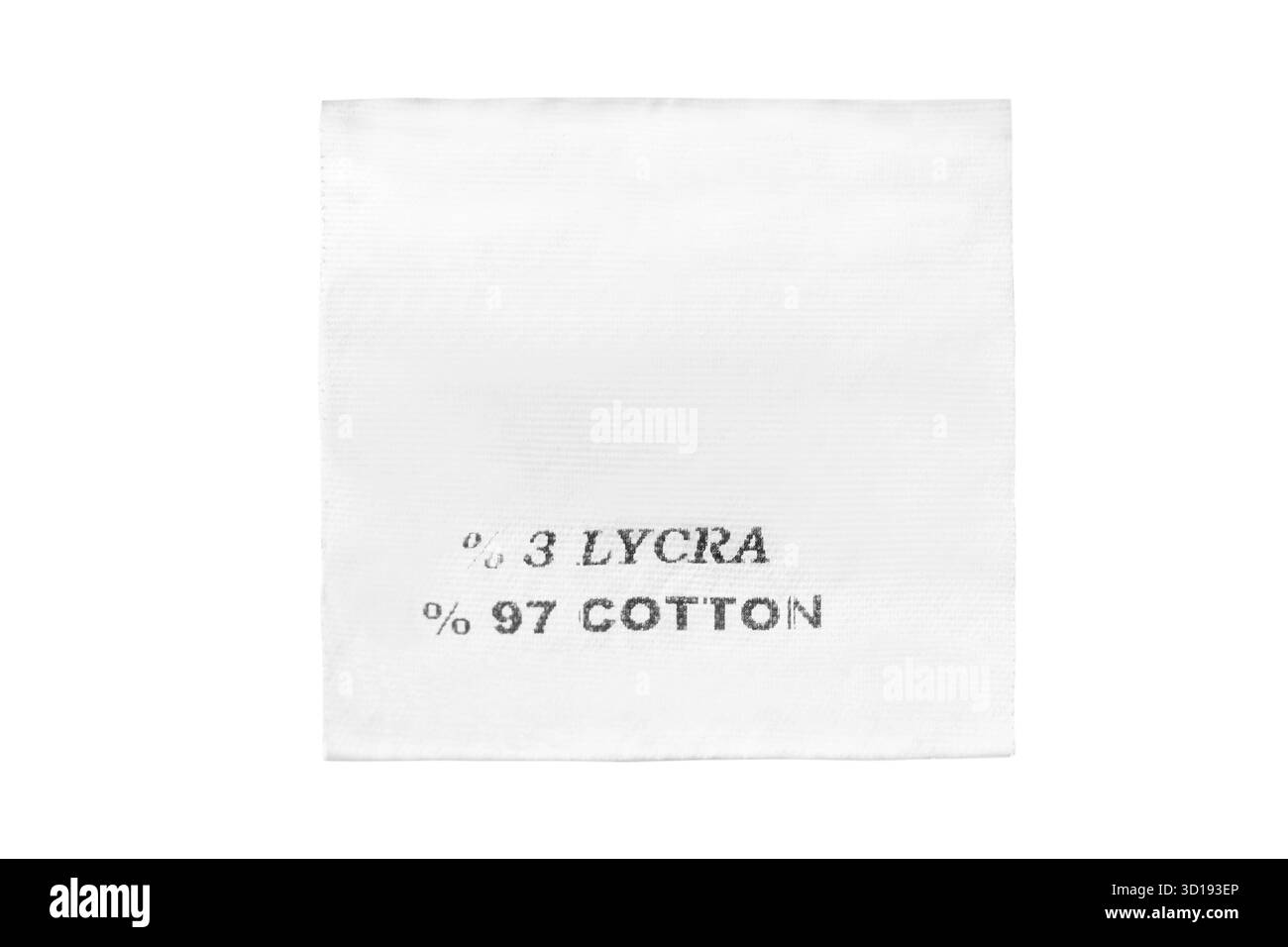 Fabric composition clothes label isolated on white background Stock ...
