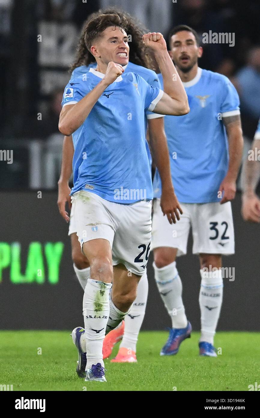 Toma Basic of S.S. Lazio celebrates after scoring the goal of 1-0 ...