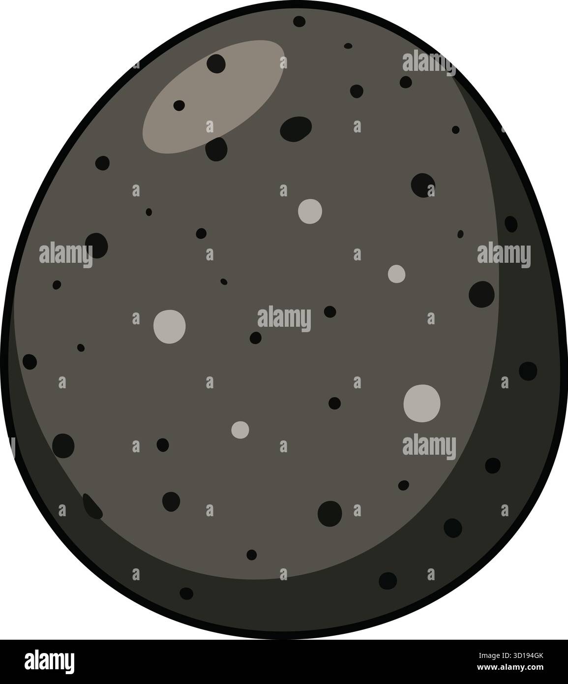 A smooth ovoid rock shows scattered speckles and shading suggesting a ...