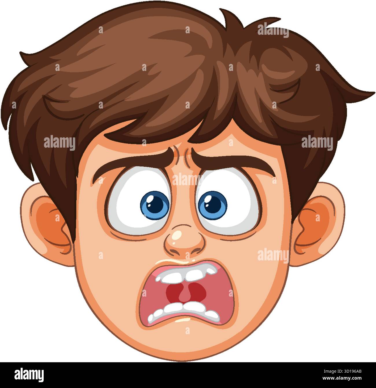 Vector illustration of a boyâ s shocked face, wide eyes, open mouth ...
