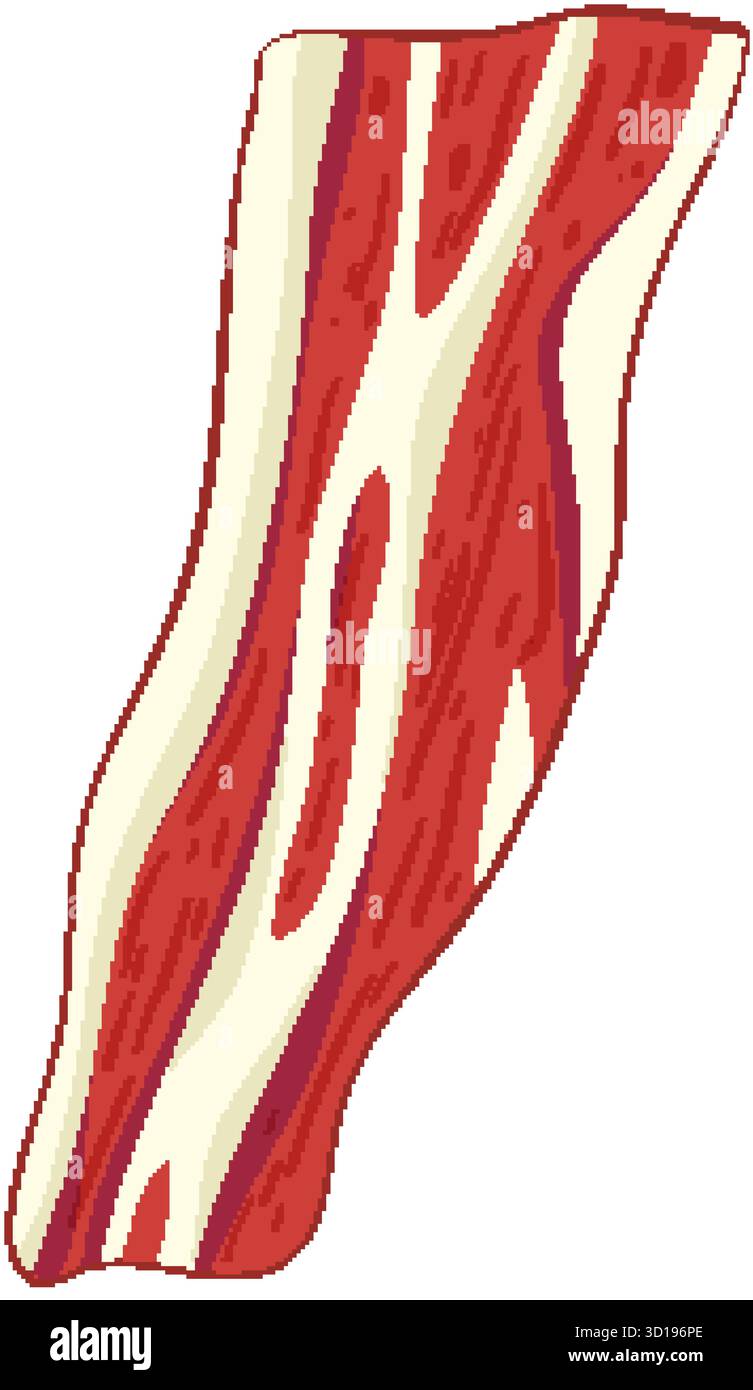 Bold vector illustration of raw bacon slice with clean lines, perfect ...