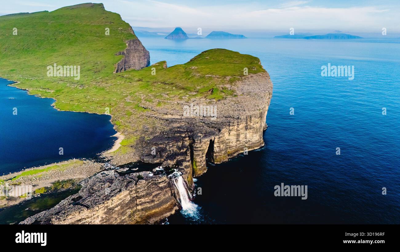 Bosdalafossur waterfall, that falls directly into the ocean ...