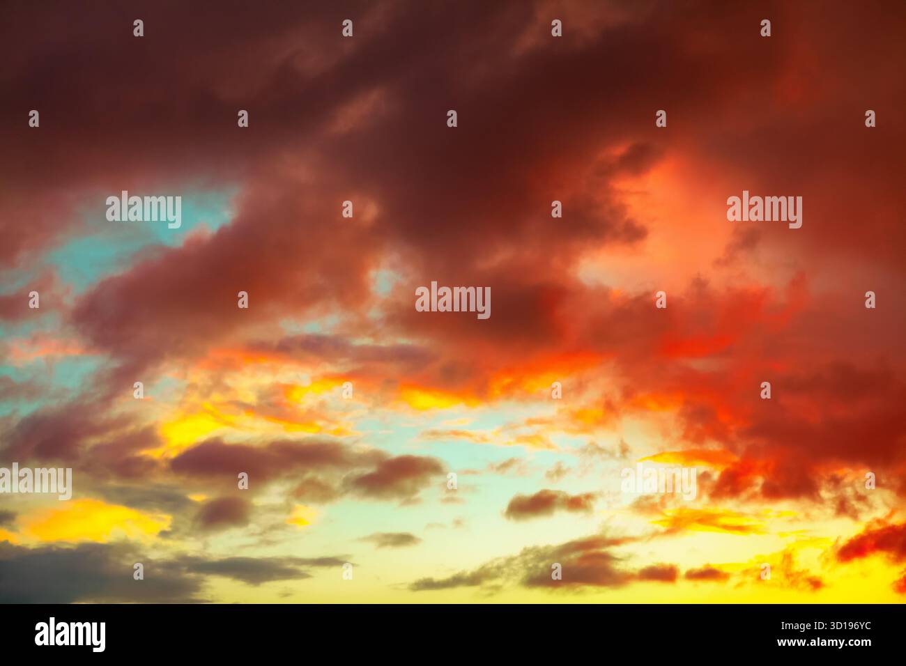 Dramatic sunset sky swirls with deep in fiery orange clouds. Ethereal ...