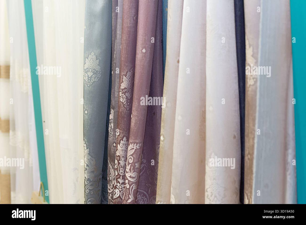 Decorative transparent curtains with floral and ornamental patterns ...