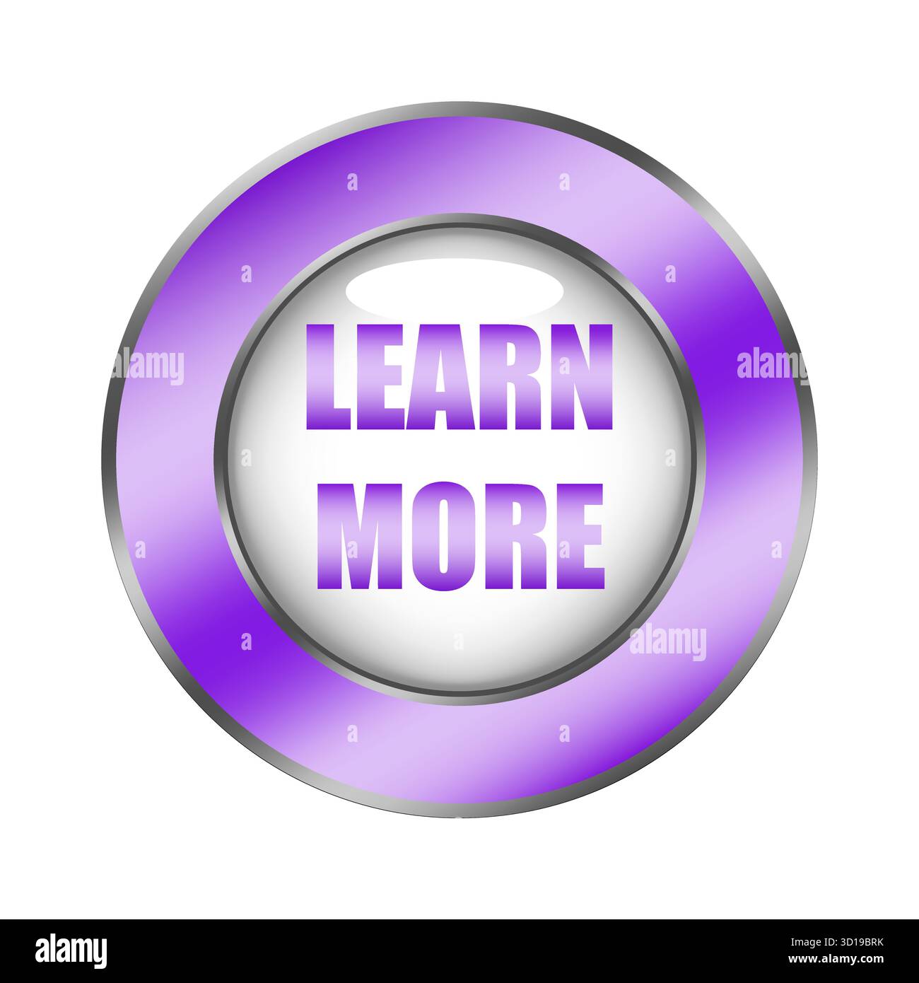 Learn more text. Purple button icon. Information action symbol. Vector ...
