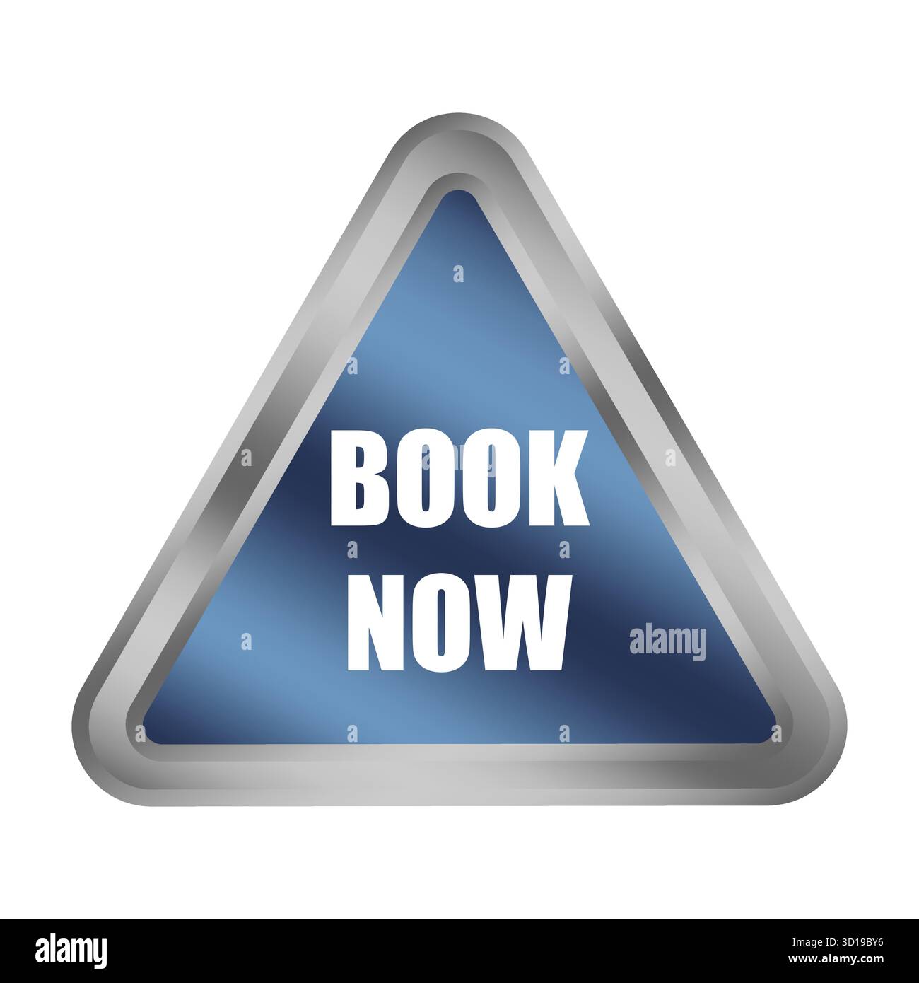 Blue book now button. Metallic triangle shape. Reservation service ...