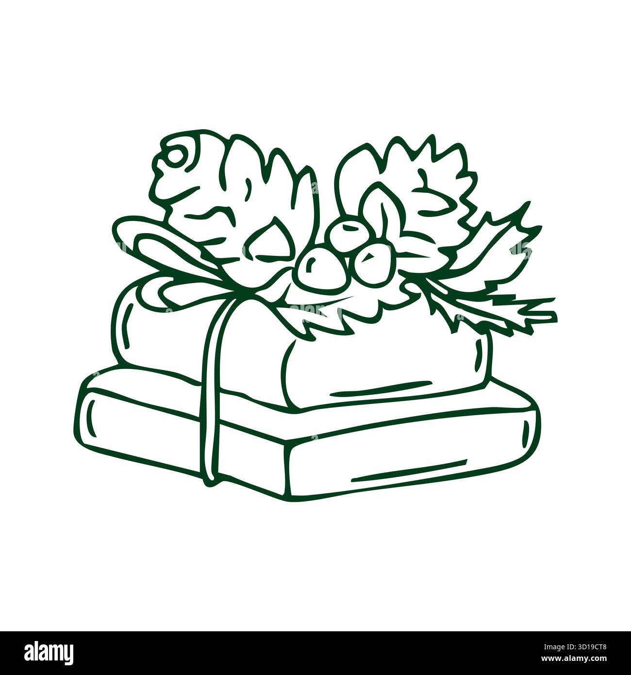Winter outline sketch with boocks and cones Stock Vector Image & Art ...