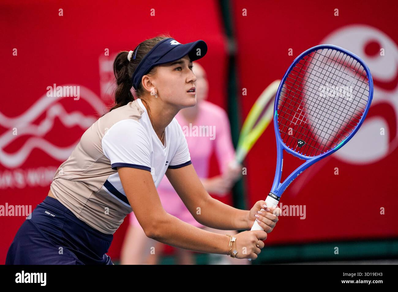 Russian tennis player Kamilla Rakhimova during a match at the Hong Kong ...