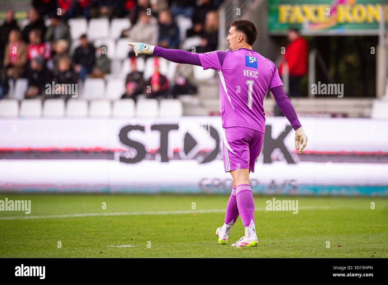 Vejle, Denmark. 26th, October 2025. Goalkeeper Igor Vekic (1) of Vejle ...