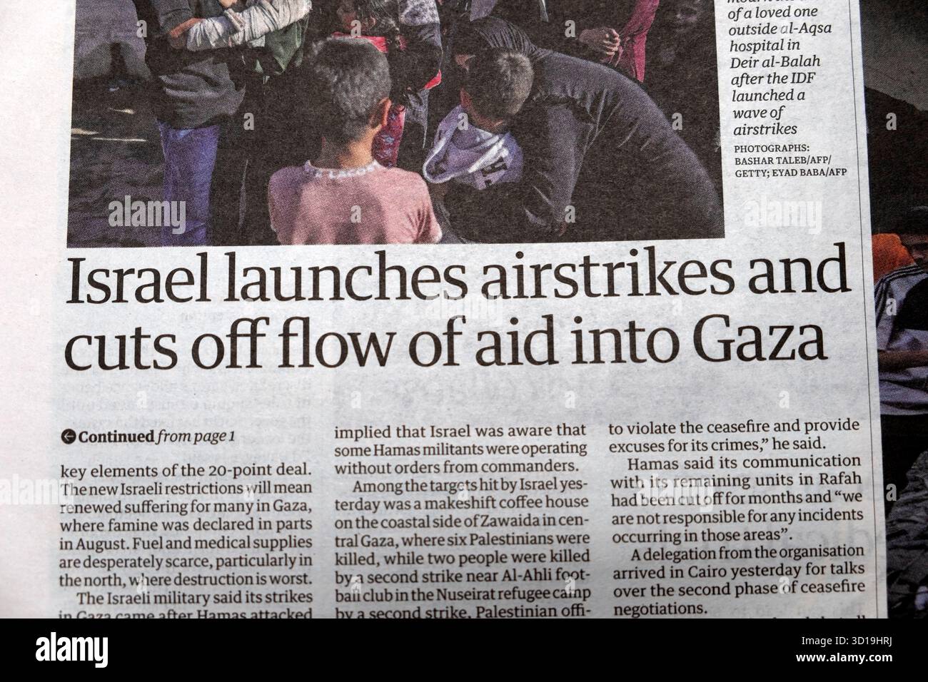 'Israel launches airstrikes and cuts off flow of aid into Gaza ...